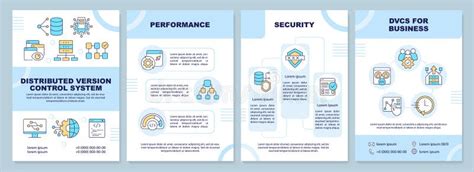 distributed version control system blue brochure template stock