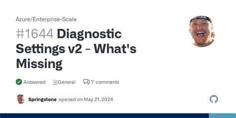 Diagnostic Settings V2 Whats Missing · Azure Enterprise Scale · Discussion 1644 · Github