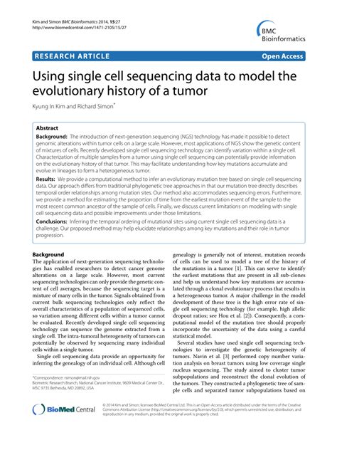Pdf Using Single Cell Sequencing Data To Model The Evolutionary