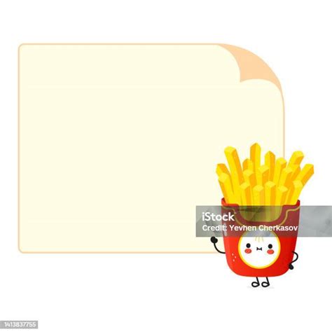 귀여운 재미있는 감자 튀김 포스터 캐릭터 벡터 손으로 그린 만화 카와이 캐릭터 일러스트레이션 고립 된 흰색 배경 감자 튀김 포스터 가지 식물 부위에 대한 스톡 벡터 아트 및