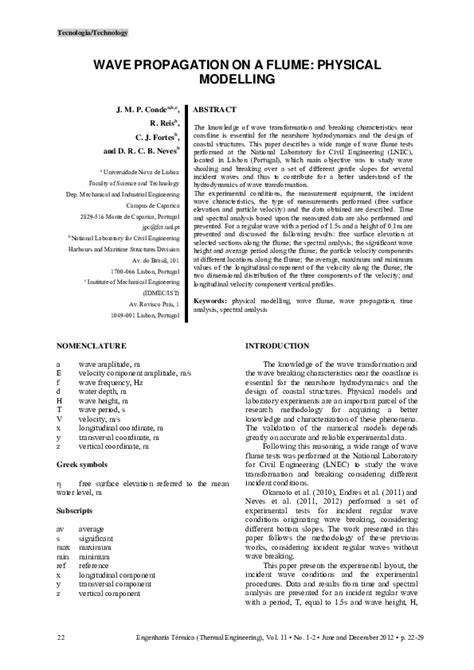Pdf Wave Propagation On A Flume Physical Modelling