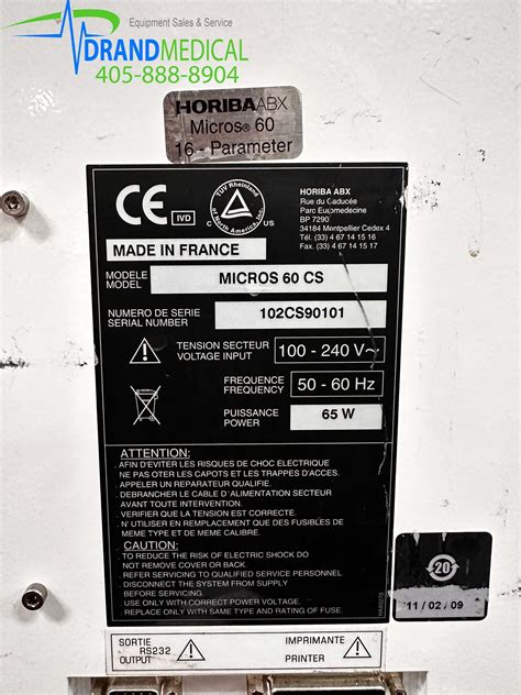 Horiba Abx Micros 60 Hematology Instrument Analyzer Medsold