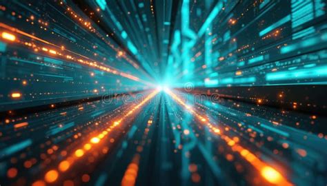 Abstract Digital Data Flow Cyber Global Communication With Graphic Vision Of Fast Speed