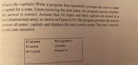 solved guess the capitals write a program that repeatedly