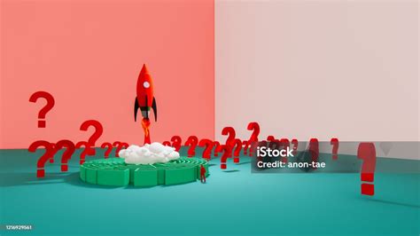 3d 아이소메트릭 렌더링 일러스트레이션 은 개념 디자인 문제 및 질문 미로 스타일을 시작합니다인포 그래픽 시작 비즈니스 개념 로켓 우주선 이륙 3차원 형태에 대한 스톡 사진