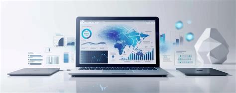 Hightech Laptop Displaying Data Analytics And Graphs In Modern Digital Workspace Premium Ai