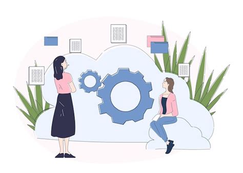 Premium Vector Cloud Based Engine Concept Programmers And It Specialists Develop Program And