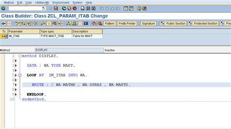 global class passing parameters parameter and internal table to