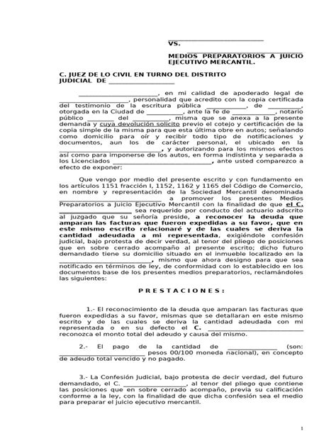 Medios Preparatorios Juicio Mercantil Pdf