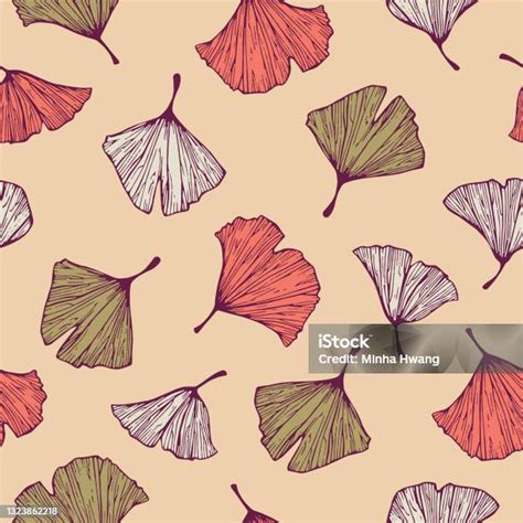 다채로운 은행나무 잎 일러스트레이션 모티프 원활한 반복 패턴 디지털 파일 무늬 아트워크 홈 데코 프린트 패션 패브릭 직물 0명에 대한 스톡 벡터 아트 및 기타 이미지