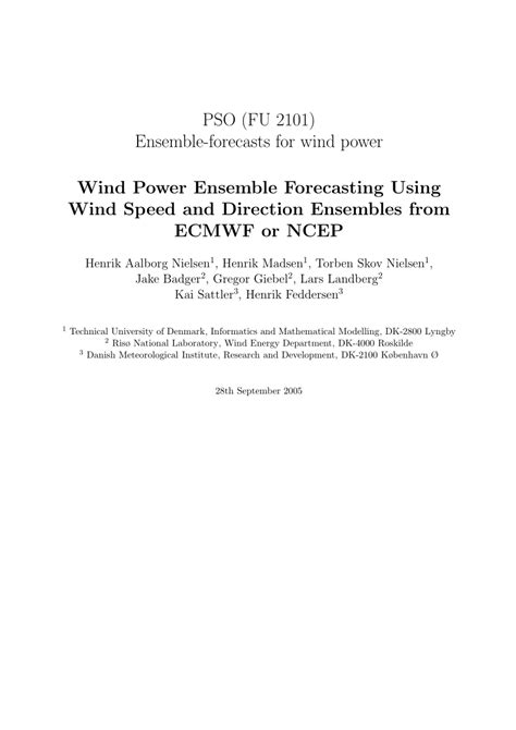 pdf wind power ensemble forecasting using wind speed and direction