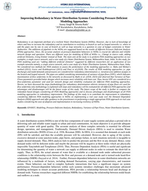 pdf improving redundancy in water distribution systems considering