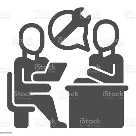 클라이언트 및 마스터 수리 서비스 솔리드 아이콘 Pcrepair 개념 클라이언트 흰색 배경에 마스터 벡터 사인 모바일 개념 및 웹 디자인을위한 서비스 글리프 스타일 벡터