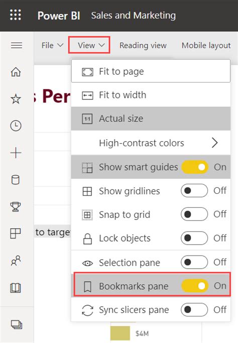 Drop Down List Of Bookmarks Power Bi Catalog Library