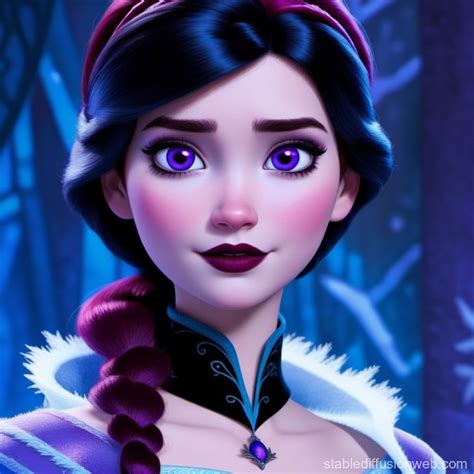 Anna From Frozen With Dark Makeup And Jet Black Hair Stable Diffusion Online