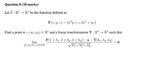 solved question 8 10 marks let f r3 → r2 be the function