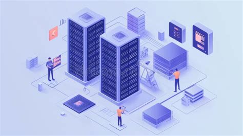 Minimal Isometric Icon Of Sustainable Data Center Design Concept Stock Illustration