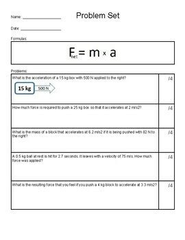 Forces Problem Set By Ms Gallegos Fun Physics TPT