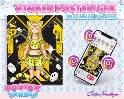 Adorable Vtuber Streamer Poster For Social Media Vtuber Etsy