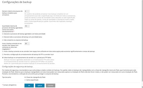 Como Configurar Backups No Plesk Central Server