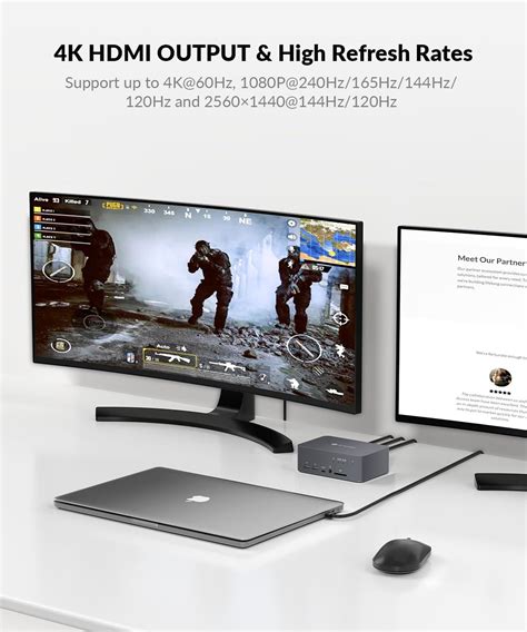 AV Access Docking Station Dual Monitor KVM Switch For Laptop Desktop Type C Charging For Laptop