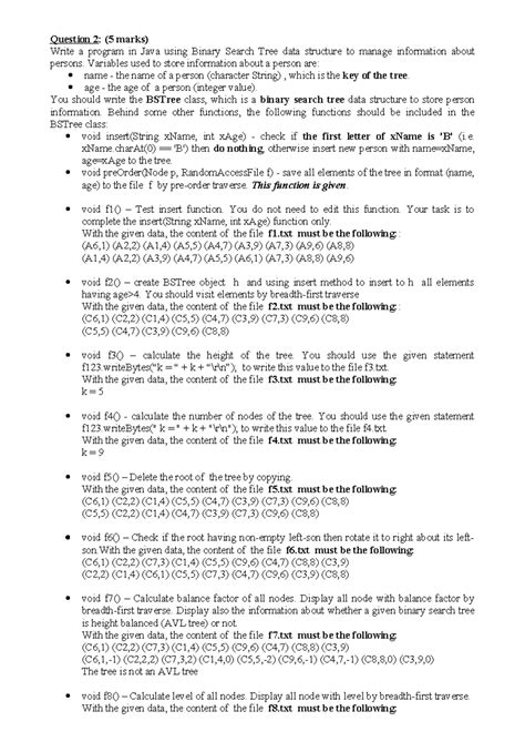 Dsa Sample Pe 2 Csd201pe01su22trial Question 2 5 Marks Write