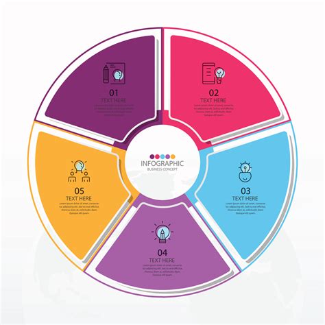 Basic Circle Infographic Template With 5 Steps Process Or Options Process Chart Used For