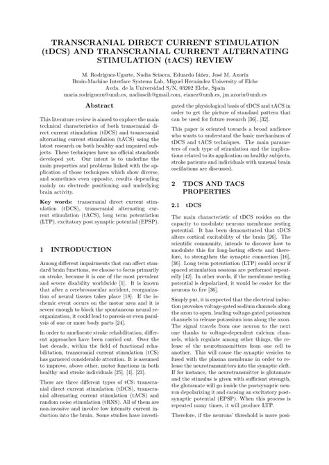 Pdf Transcranial Direct Current Stimulation Tdcs And Transcranial Current Alternating