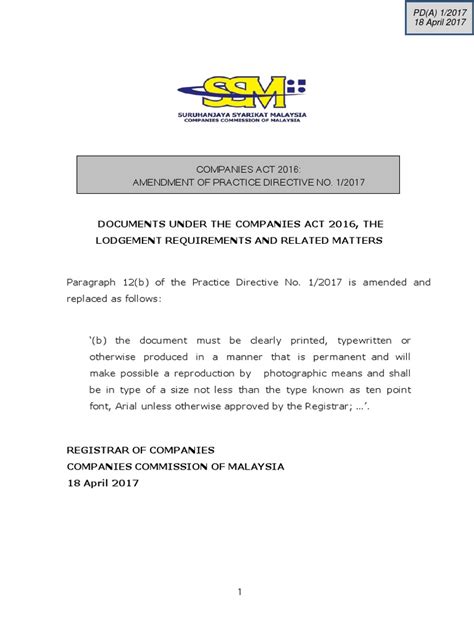 amendment practice directive 1 2017 pdf