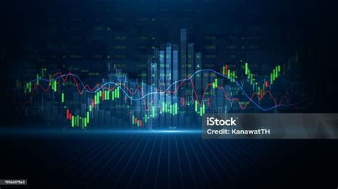 무역 및 비즈니스 투자에 대한 재무 데이터 배경에 촛대가 있는 주식 시장 비즈니스 주식 시장 시각화 3d 렌더링 증권 시장과