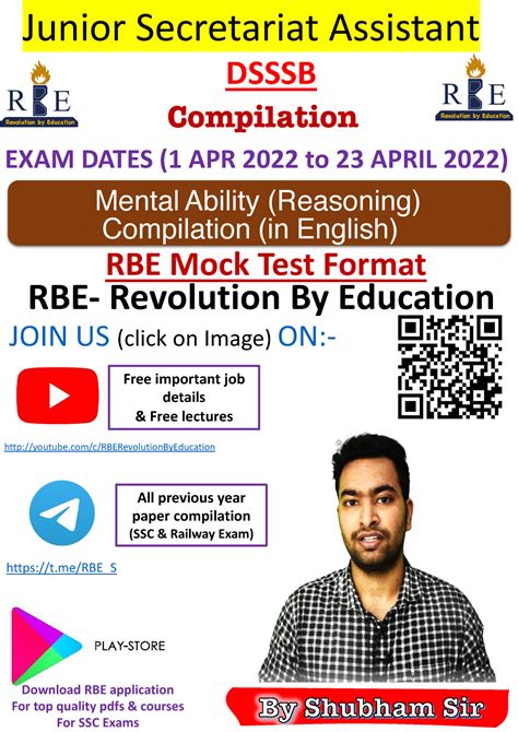 JSA Dsssb Reasoning In English RBE Mock Dsssb XAMS Junior Secretariat Assistant DSSSB JOIN