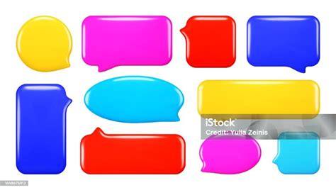 생생한 색상의 빈 말풍선의 광택 있는 사실적인 3d 컬렉션입니다 채팅 및 메시지 기호 0명에 대한 스톡 벡터 아트 및 기타 이미지 0명 3차원 형태 가상현실 Istock