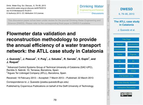 Pdf Flowmeter Data Validation And Reconstruction Methodology To Provide The Annual Efficiency