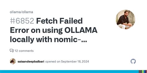 fetch failed error on using ollama locally with nomic embed text and