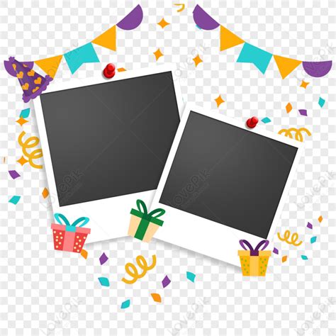 폴라로이드 생일 일러스트 사진 종이 컬러 모자 테두리 풍선현대의우주 Png 일러스트 무료 다운로드 Lovepik