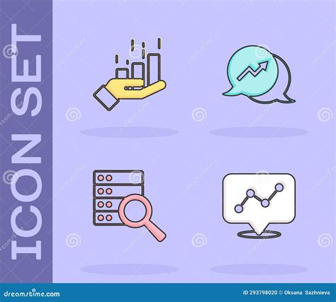 Set Graph Chart Infographic Financial Growth Server And Icon Vector