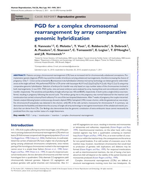 Pdf Pgd For A Complex Chromosomal Rearrangement By Array Comparative