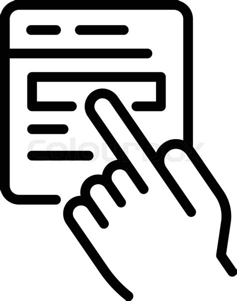touch application button icon outline stock vector colourbox