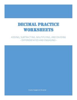 Decimal Operation Practice Sheets Add Subtract Multiply Divide