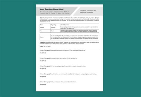 Practicing Assertive Communication With A Partner Role Playing Script Pdf