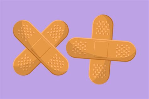 그래픽 플랫 디자인 드로잉 접착 붕대 탄성 의료 고약 의료 석고 탄력 붕대 패치 의료 의료 서비스 우수성 만화 스타일 벡터 일러스트 레이 션의 그림 프리미엄 벡터