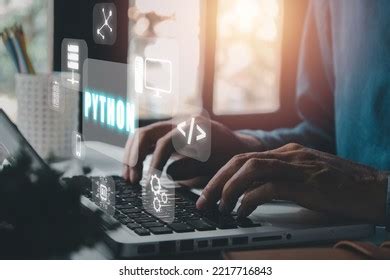 Python Programming Languageman Using Laptop Computer Stock Photo Shutterstock