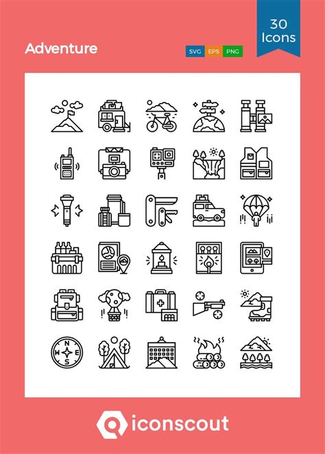 Adventure Icon Pack 30 Line Icons
