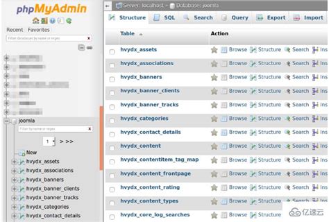 Phpmyadmin如何导出joomla数据库 数据库 亿速云