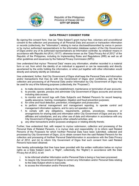 Annex A Consent Form Pdf Privacy Database Transaction