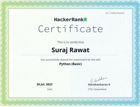 Suraj Rawat On Linkedin I Am Glad To Share That I Have Completed Python By Hackerrank During