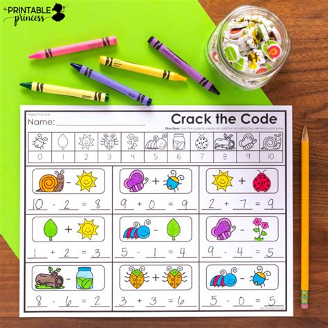 Crack The Code Addition And Subtraction Worksheets The Printable Princess