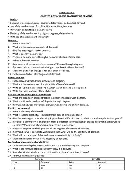 Worksheet 3 Demand And Elasticity Pdf Demand Demand Curve