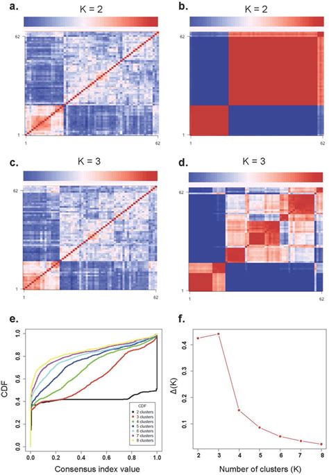 consensus clustering diagnostic plots on the alizadeh et al dataset