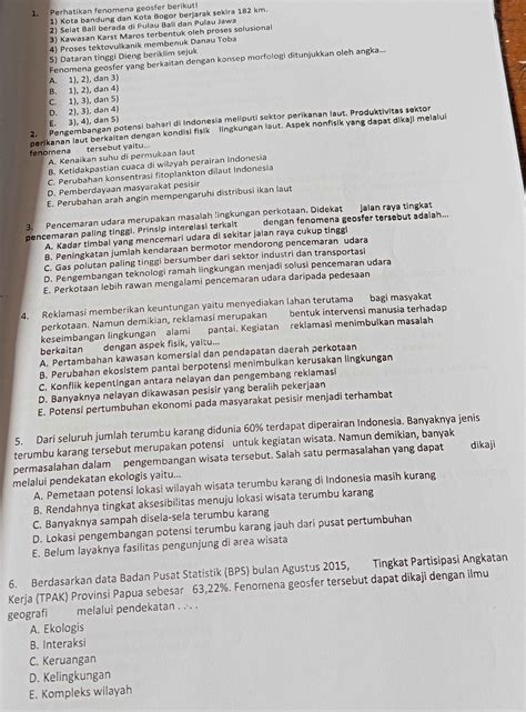 1 Perhatikan fenomena geosfer berikut 1) | StudyX